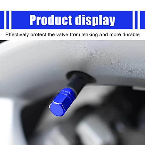 QODOLSI Pack-4 Tire Stem Valve Caps, 0.6" x 0.37" Leak-Proof Aluminum Alloy Tire Valve Cover for Cars SUVs Trucks (Blue)