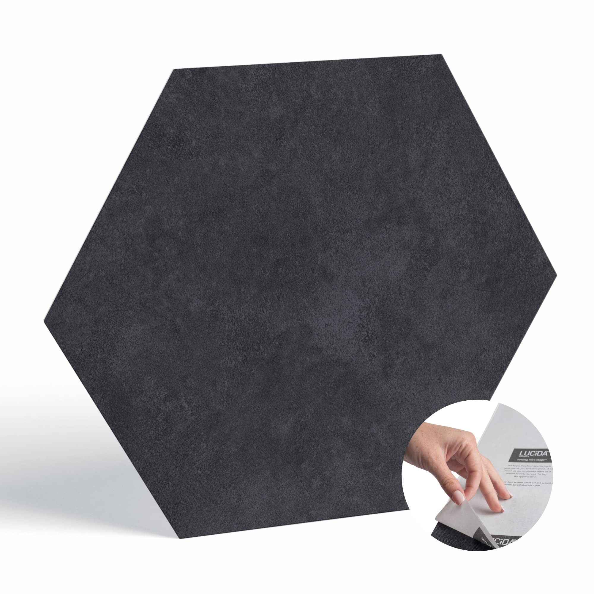 BaseCore HEX Hexagon Vinyl Flooring Dark Gray 5.75" DIY Self Adhesive Textured Modern Floor Tile Peel & Stick Tile | Sample Tile