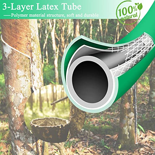 Expandable Garden Hose 100FT, All New Water Hose with 10 Function Sprayer Nozzle, 3/4" Solid Brass Connector, Outdoor Lightweight Flexible Hose for Garden watering, Car washing, Pet Cleaning, Green