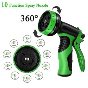 Expandable Garden Hose 100FT, All New Water Hose with 10 Function Sprayer Nozzle, 3/4" Solid Brass Connector, Outdoor Lightweight Flexible Hose for Garden watering, Car washing, Pet Cleaning, Green