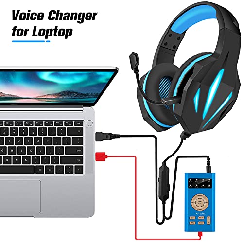 PUTELTAL Adjustable Gaming Voice Changer Disguiser for PS4/Xbox one/S/X/PS5/Computer/Laptop/Smart Phone & More-Blue