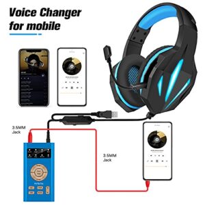 PUTELTAL Adjustable Gaming Voice Changer Disguiser for PS4/Xbox one/S/X/PS5/Computer/Laptop/Smart Phone & More-Blue