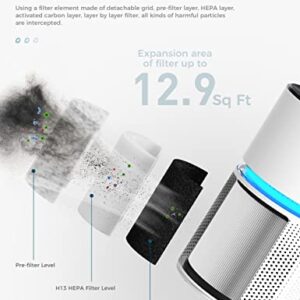 AROEVE Air Purifiers for Large Room with Two H13 HEPA Air Filter(One Basic Version & One Pet Dander Version) Remove 99.97% of Dust, Pet Dander, Smoke, Pollen for Home, Bedroom and Office