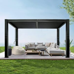 onlyctr outdoor louvered pergola 10' × 10' aluminum large pergola patio rainproof pergola with adjustable roof, black gazebo for outdoor deck garden beach patio (10' × 10', black)