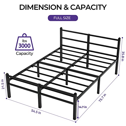 GreenForest Twin Bed Frame Tool-Free Quick Assembly Metal Platform and Full Size Bed Frame with Headboard