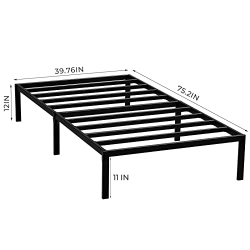 GreenForest Twin Bed Frame Tool-Free Quick Assembly Metal Platform and Full Size Bed Frame with Headboard