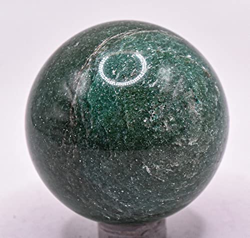 45mm 135g Dark Deep Green Jade Sphere Polished Natural Sparkling Nephrite Gemstone Crystal Mineral Décor Ball - India + Stand