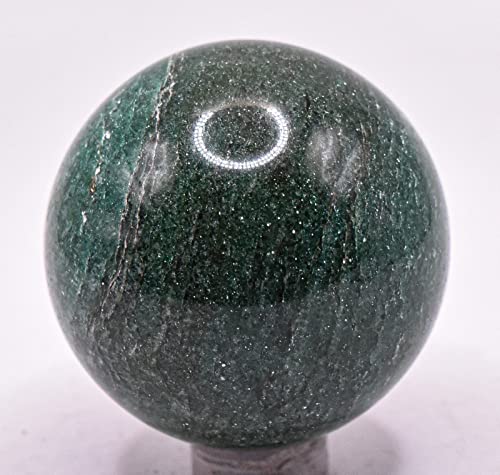 45mm 135g Dark Deep Green Jade Sphere Polished Natural Sparkling Nephrite Gemstone Crystal Mineral Décor Ball - India + Stand