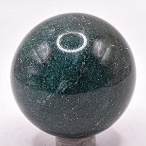 45mm 155g Dark Green Jade Nephrite Sphere Polished Natural Gemstone Crystal Mineral Collectible Ball - India + Stand