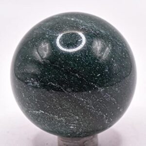 45mm 155g Dark Green Jade Nephrite Sphere Polished Natural Gemstone Crystal Mineral Collectible Ball - India + Stand