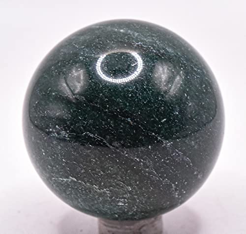 45mm 155g Dark Green Jade Nephrite Sphere Polished Natural Gemstone Crystal Mineral Collectible Ball - India + Stand