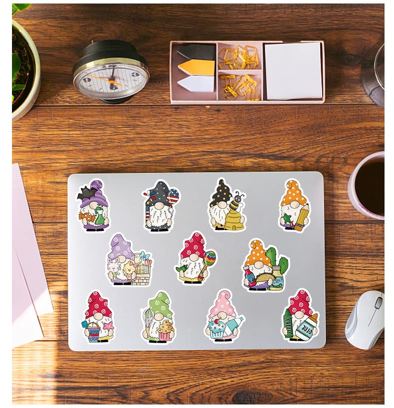 100pcs Gnome Stickers | Vinyl Waterproof Gnome Stickers Cartoon for Laptop, Water Bottle, Skateboard, Scrapbooking, Gutair, Gnome Party Favors - Gnome Decals Gifts for Kids, Teens, Adults