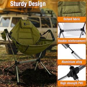 Kenvc Camping Chairs,Hammock Chair For Outdoor,Portable Folding Chair,Foldable Rocker Camping Chair,Swinging Rocking Chair For Quick Installation,Green Rocker Camping Chair For Outdoor, Camping, Patio