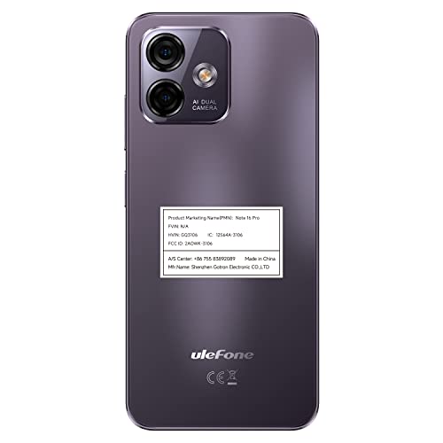 Ulefone Note 16 Pro Unlocked Cell Phones, Android 13 Unlocked Phones, 16GB+128GB, 50MP Main Camera, 6.52” HD+ Waterdrop Screen, 8-Core Processor, 4400mAh Battery, Dual 4G Unlocked Smartphone-Purple