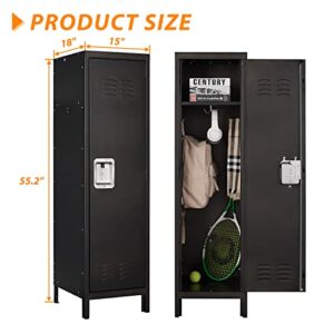 Anxxsu Metal Locker Storage Locker, 55" Lockers for Employees, Metal Locker Cabinet for Home, Bedroom, School, Office, Gym