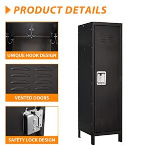 Anxxsu Metal Locker Storage Locker, 55" Lockers for Employees, Metal Locker Cabinet for Home, Bedroom, School, Office, Gym