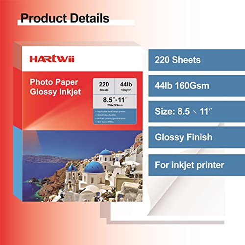 Hartwii 220 Sheets Photo Paper Glossy 8.5x11 inches and 300 Sheets 3mil Thermal Laminating Sheets 9.5x11 inches