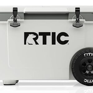 RTIC 52 Quart Ultra-Light Wheeled Hard Cooler Insulated Portable Ice Chest Box for Beach, Drink, Beverage, Camping, Picnic, Fishing, Boat, Barbecue, 30% Lighter Than Rotomolded Coolers, White & Grey