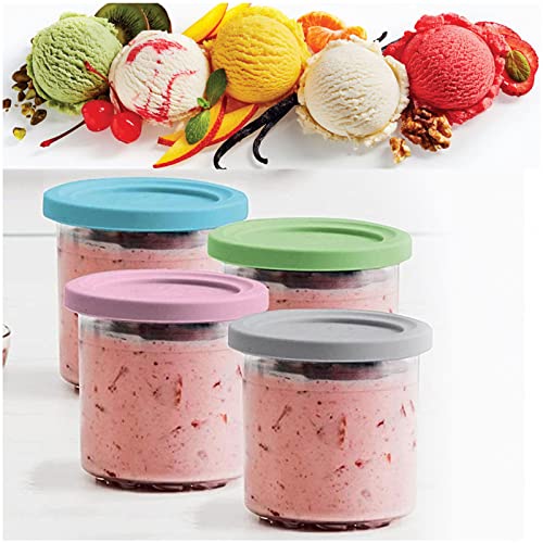 GHQYP Creami Deluxe Pints, for 16OZ Ninja Ice Cream Maker Pints, Ice Cream Pints with Lids Safe and Leak Proof Compatible with NC299AMZ,NC300s Series Ice Cream Makers QINGCUN