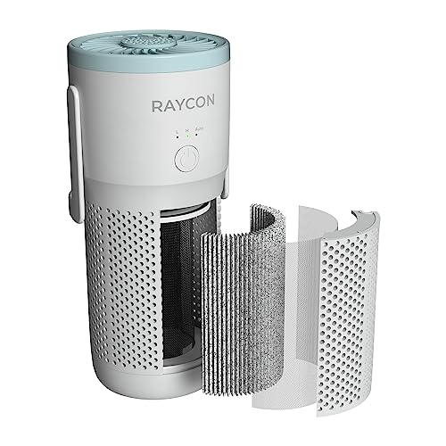 Raycon Portable Air Filter, H13 Replaceable Hepa Filter, Adjustable Speeds, 2-in-1 Fragrance Diffuser and Air Purifier, Living Essentials (White)