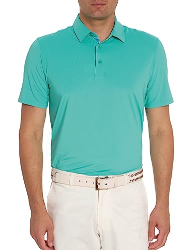 Robert Graham Men AXELSEN 2 Short Sleeve Knit Polo, Jade, Small