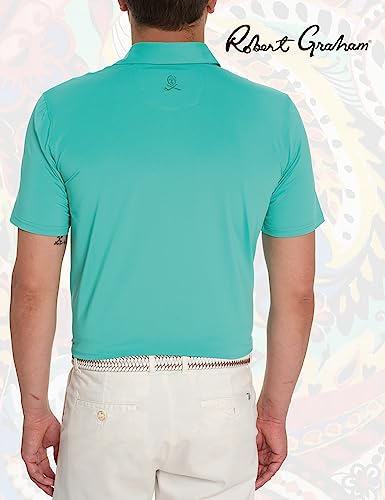 Robert Graham Men AXELSEN 2 Short Sleeve Knit Polo, Jade, Small