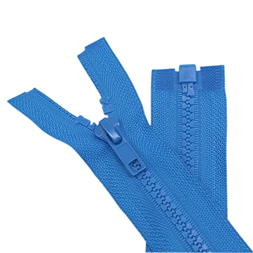 YaHoGa 2PCS #5 28 inch Separating Jacket Zippers for Sewing Coats Jacket Zipper Blue Molded Plastic Zippers Bulk (28" Blue)