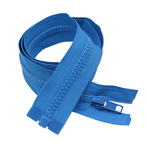 YaHoGa 2PCS #5 28 inch Separating Jacket Zippers for Sewing Coats Jacket Zipper Blue Molded Plastic Zippers Bulk (28" Blue)