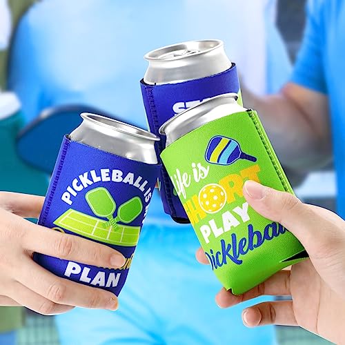 CiyvoLyeen Funny Pickleball Can Coolers Party Favors Novelty Decorations Sports Lovers Players Summer Birthday Christmas Retirement Blue Green Gifts Idea Mom Dad Coach 12oz Beer Soda Bottle 6PCS