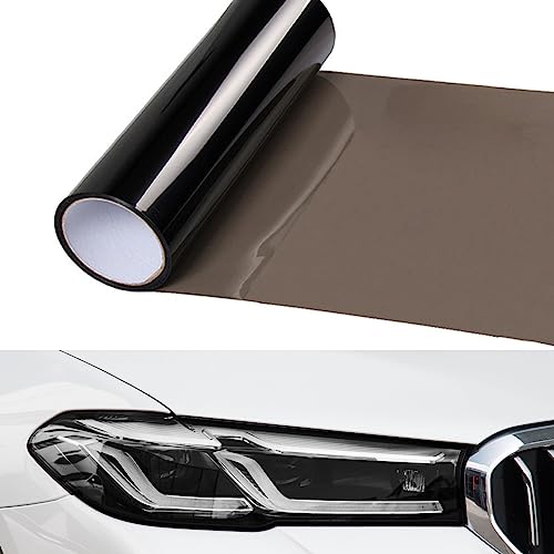 Dewkou 1 PC Car Headlights Color Film, 15.7In * 59In Brake Light Stickers, Tail Light Film, Ethylene Foundation Color, Suitable for Most Cars (Black)