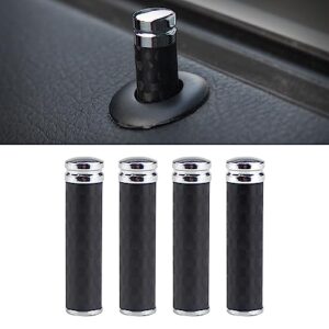 sodcay pack-4 car door lock knobs, interior vehicle door pull pins, carbon fiber auto door lock pin cover, car lock knobs pin stick, universal for most cars (black)