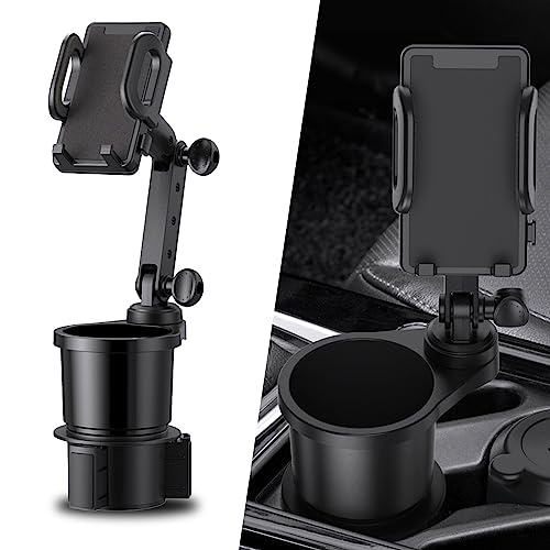 Sodcay Pack-1 Car Cup Holder Phone Mount, 2-in-1 Cup Holder Expander Adapter, 360 Degrees Rotation Cup Holder Cellphone Mount, Multifunctional Cup Holder Cell Phone Holder (Black)