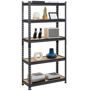 topeakmart storage shelves 5 tier adjustable metal shelving unit utility shelves garage storage racks for warehouse garage pantry kitchen- black, 29.5 x 12 x 60 inch