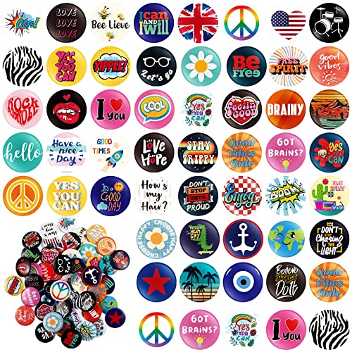 Kigeli 100 Pcs 80's Buttons Pins 1 Inches/ 25 mm Retro Punk Button Pin Slogans Sayings Pinback Buttons for Backpacks Clothes Bags Hats Jeans Decoration