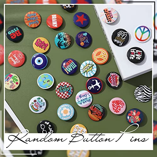 Kigeli 100 Pcs 80's Buttons Pins 1 Inches/ 25 mm Retro Punk Button Pin Slogans Sayings Pinback Buttons for Backpacks Clothes Bags Hats Jeans Decoration