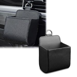 fogfar 1 pc car air vent storage bag, car leather multi-functional box, used for mobile phones, key racks, sunglasses storage boxes, suitable for most cars (black)