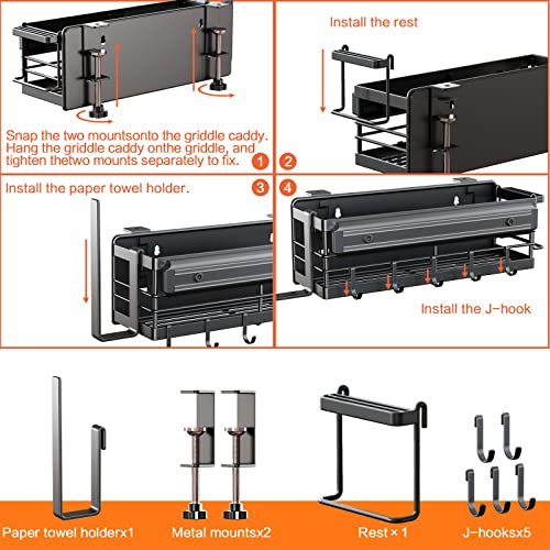 LIVOD Griddle Caddy for Blackstone Griddle Accessories, Blackstone Griddle Caddy Grill Accessories Storage Box for Blackstone 28”-36” Griddle, BBQ Accessories with a Magnetic Tool Holder Set