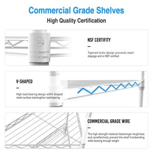 pouseayar 8 Tier NSF Metal Corner Shelf Wire Shelving Unit, 400lbs Capacity Heavy Duty Adjustable Storage Rack (No Shelf Liners) for Every Room Corner, 82" H x 20" L x 20" D - White