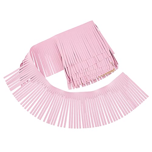 PH PandaHall 2 Yards Leather Fringe Trim, 4 Inch PU Leather Tassels Pink Tassel Trim DIY Dance Skirt Tassel Fringe Wrap Cover for Clothes Dress DIY Lamp Shade Bag Sewing Craft Embellishment