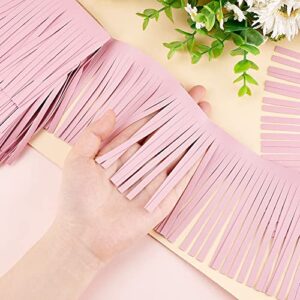 PH PandaHall 2 Yards Leather Fringe Trim, 4 Inch PU Leather Tassels Pink Tassel Trim DIY Dance Skirt Tassel Fringe Wrap Cover for Clothes Dress DIY Lamp Shade Bag Sewing Craft Embellishment