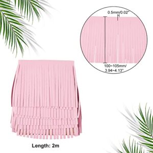 PH PandaHall 2 Yards Leather Fringe Trim, 4 Inch PU Leather Tassels Pink Tassel Trim DIY Dance Skirt Tassel Fringe Wrap Cover for Clothes Dress DIY Lamp Shade Bag Sewing Craft Embellishment