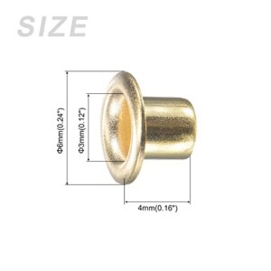 METALLIXITY Eyelets with Washers (6 x 3 x 4mm) 200Pack, Copper Grommet Kit Chrome Plated - for Leather Canvas Clothes DIY Crafts Making, Gold Tone