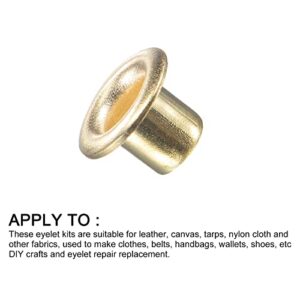 METALLIXITY Eyelets with Washers (6 x 3 x 4mm) 200Pack, Copper Grommet Kit Chrome Plated - for Leather Canvas Clothes DIY Crafts Making, Gold Tone