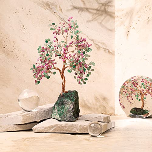 KARMA AND LUCK - Divine Inspiration - Original Tourmaline and Jade Gemstones Feng Shui Tree of Life to Manifest Your Dreams Hand-Wrapped with Copper Wire Handmade in Bali