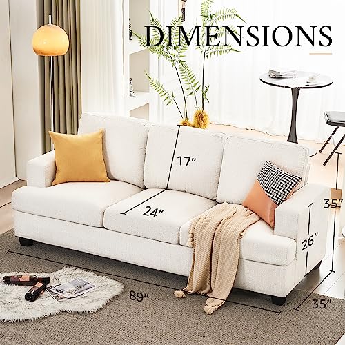 VanAcc Sofa, Comfy Sofa Couch with Extra Deep Seats, Modern Sofa- 3 Seater Sofa, Couch for Living Room Apartment Lounge, Beige Chenille