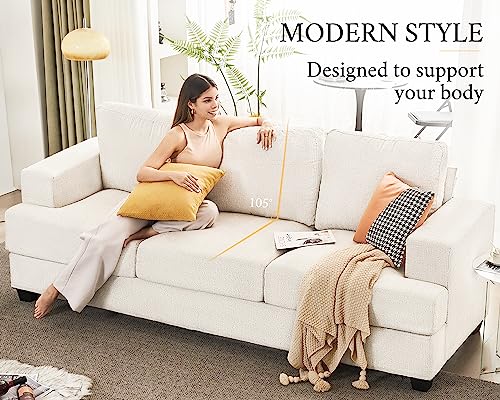 VanAcc Sofa, Comfy Sofa Couch with Extra Deep Seats, Modern Sofa- 3 Seater Sofa, Couch for Living Room Apartment Lounge, Beige Chenille