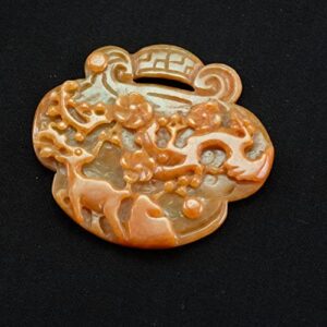 Tree Deer Ruyi Handmade Natural Red Jadeite Jade Pendant