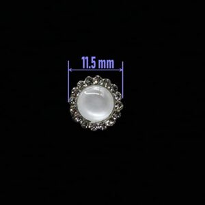 Leekayer Gemstone Buttons10 Pieces Pearl Buttons for Sweaters, Coat Buttons 11.5mm Silver Glass Diamond Buttons for Hat Bag Decoration Buttons Bulk