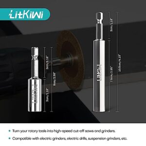 LitKiwi Mini Glasses Cutting Disc,1mm Ultra-Thin Diamond Cutting Blade Wheel,with 2PCS 1/4"Hex Shank,for Cutting Glass, Jade, Crystal, Ceramics and etc.