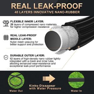 100ft Expandable Garden Hose - 2024 Version/New Patented, Leak-Proof Water Hose with 40 Layers of Innovative Nano Rubber, Lightweight, Durable, No-Kink Flexible Water Hose (Black)